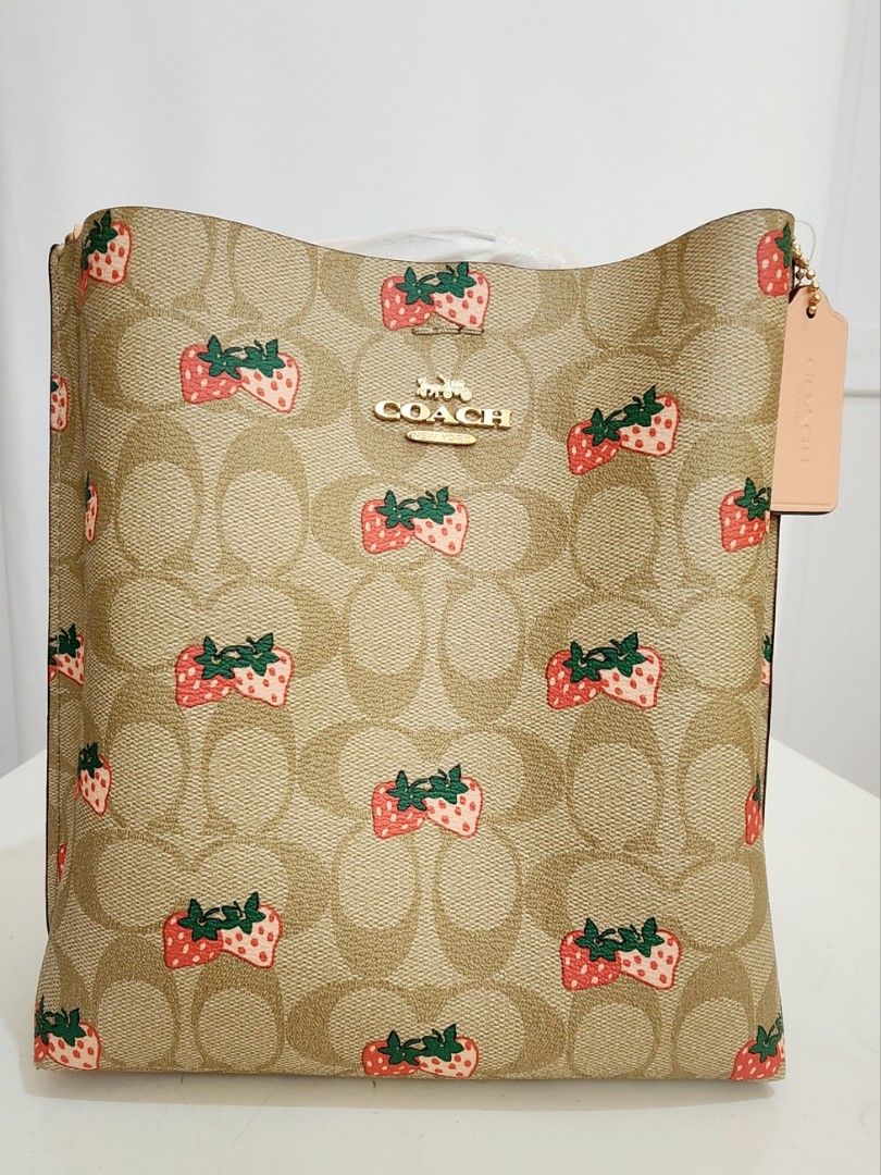 COACH Mollie Bucket Bag 22 in Signature Canvas with Strawberry Print ...
