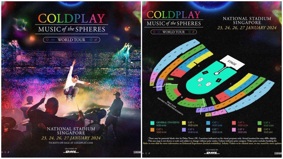 x3 COLDPLAY Standing Tickets (23/1/23), Tickets & Vouchers, Event ...