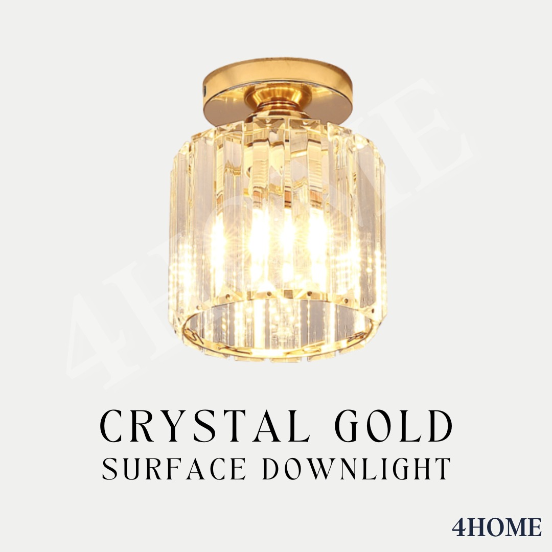 Crystal Gold Glass Cylindrical Surface Downlight Ceiling Light ...