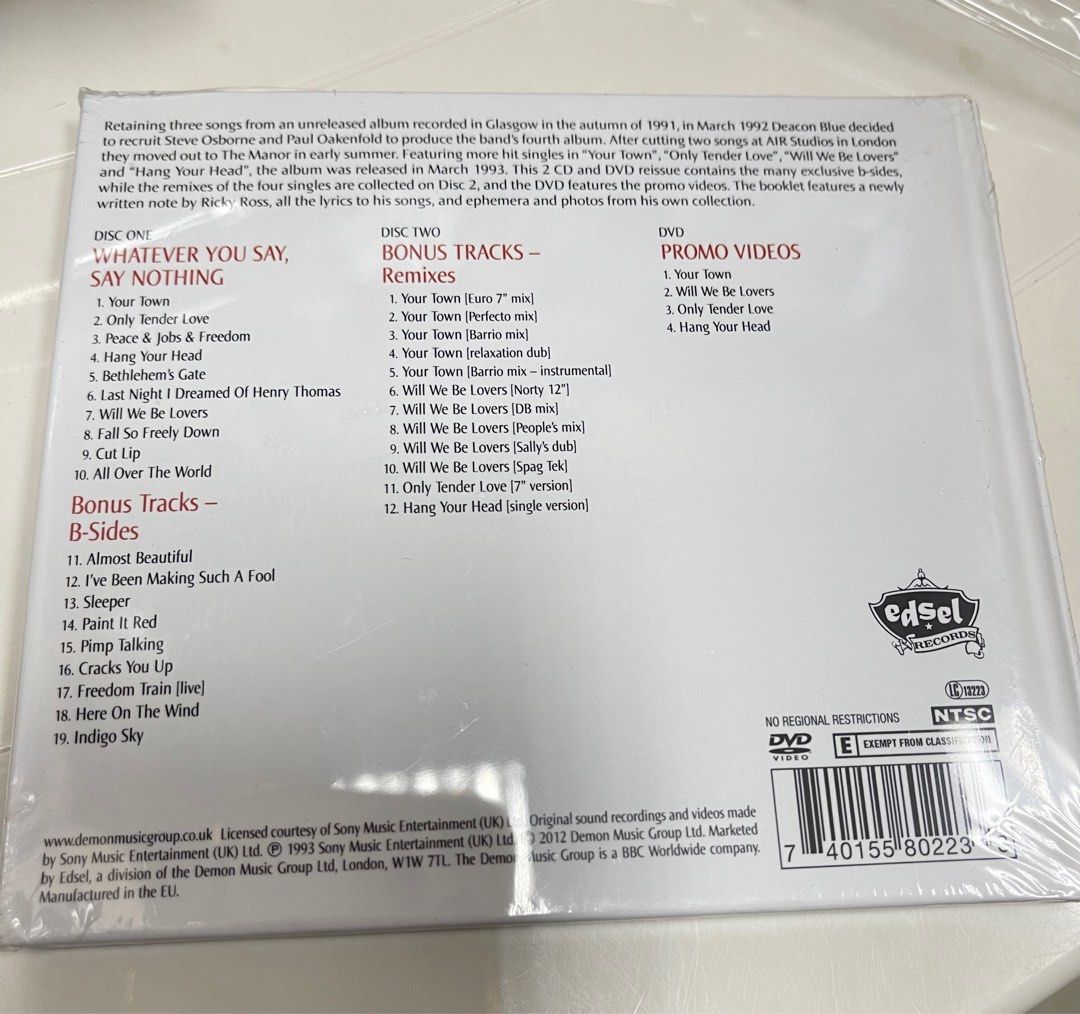 Deacon Blue – Whatever You Say, Say Nothing (deluxe edition 2CD + DVD) 全新未開封, 興趣及遊戲, 音樂、樂器 & 配件 ...