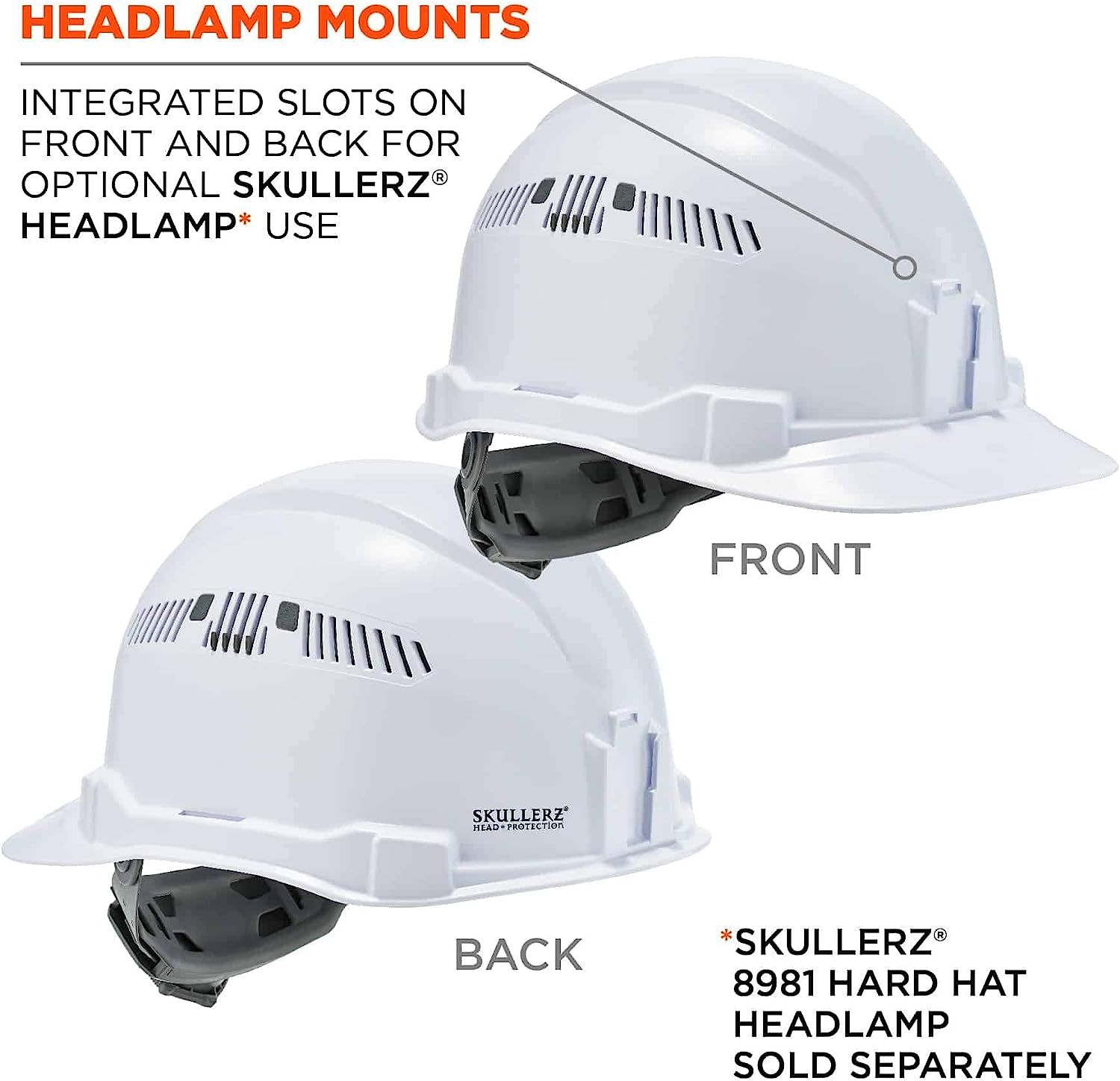Ergodyne - 60144 Vented Hard Hat Cap Style, Ratchet Suspension, Class C, Skullerz 8972,White ...