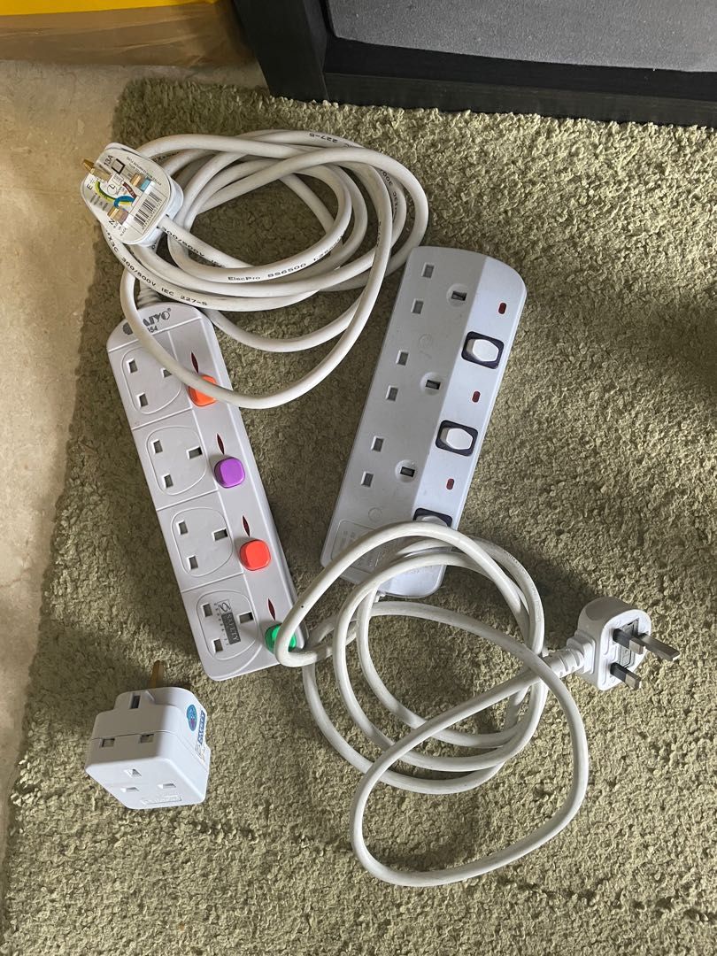 Extension Cord / Plug / Outlet (4 ports and 3 ports), TV & Home ...