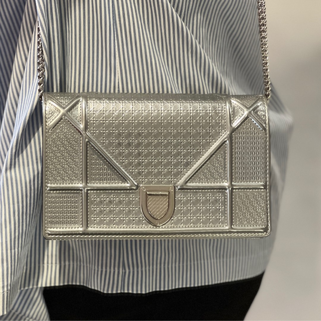 Dior Diorama Wallet on Chain (WOC) in Silver SHW, Luxury, Bags ...