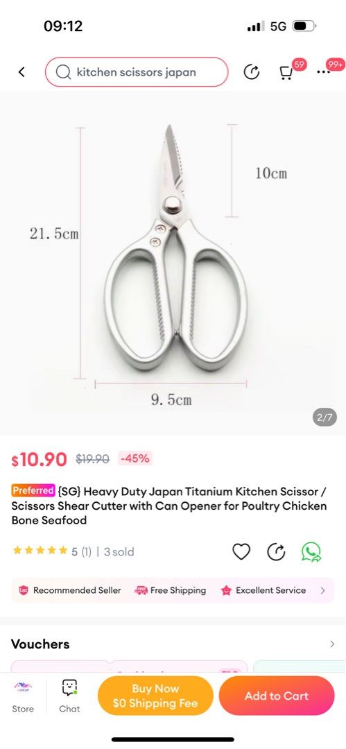 Heavy duty Japan Titanium Kitchen Scissor (BNIB), Furniture & Home Living, Kitchenware ...