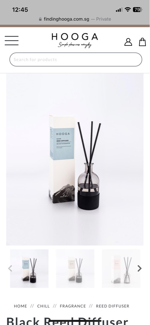 Hooga Reed Diffuser Sea Salt & Eucalyptus, Furniture & Home Living ...
