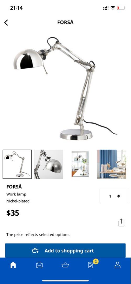 IKEA FORSA work lamp, Furniture & Home Living, Lighting & Fans ...