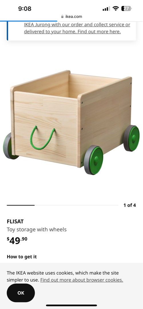 IKEA toy storage with wheels, Furniture & Home Living, Furniture, Other ...
