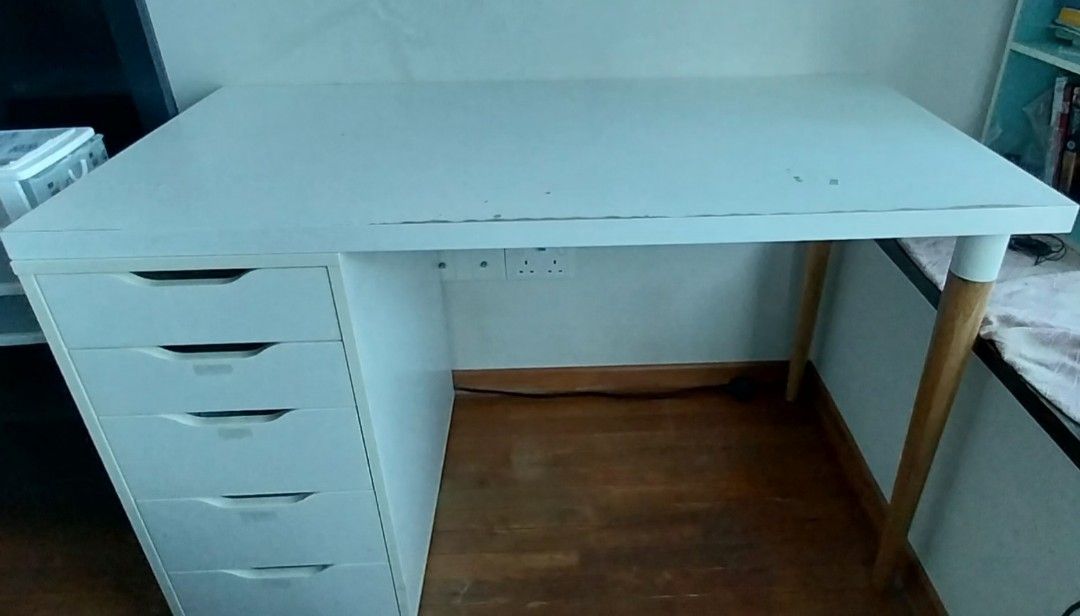 Ikea white drawer & table desk, Furniture & Home Living, Furniture ...