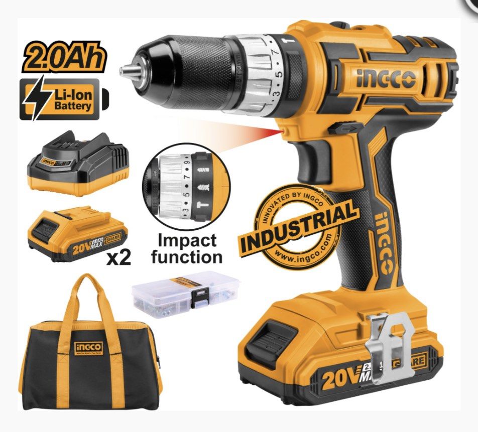 INGCO 20V LI-ION IMPACT DRILL, CIDLI2002, Furniture & Home Living, Home ...