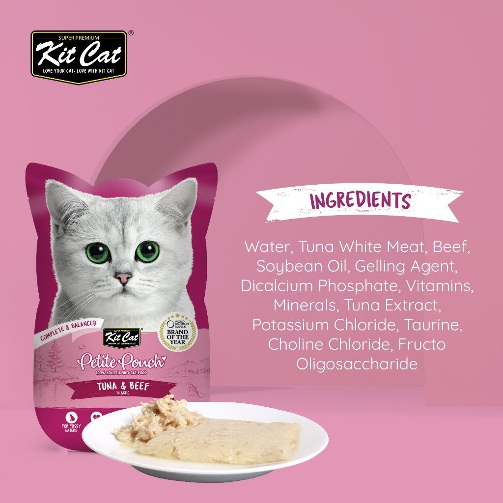 Kit Cat Petite Pouch Complete & Balanced Wet Cat Food For Cats (70g) (7 ...