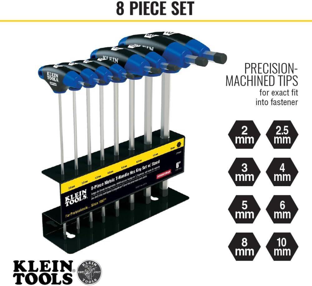 Klein Tools JTH68M T-Handle Hex Key Set, Metric Sizes Allen Wrench Set ...