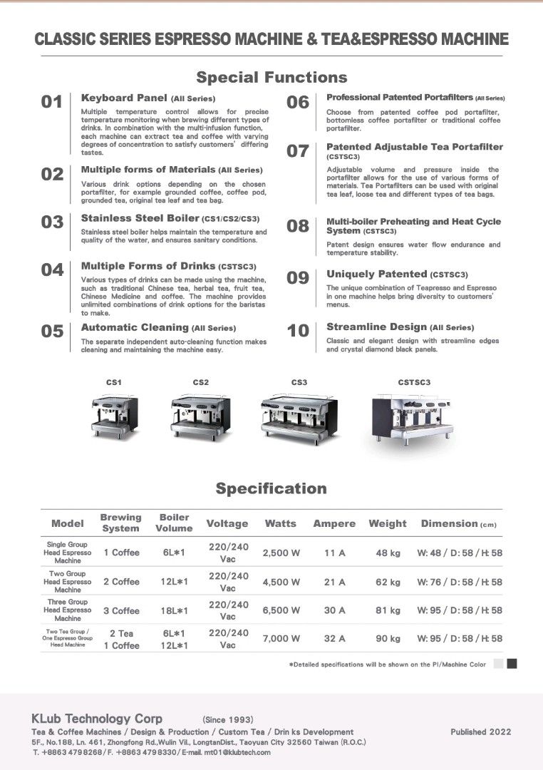 KLub Tea & Espresso Machine (CSTSC3), TV & Home Appliances, Kitchen ...