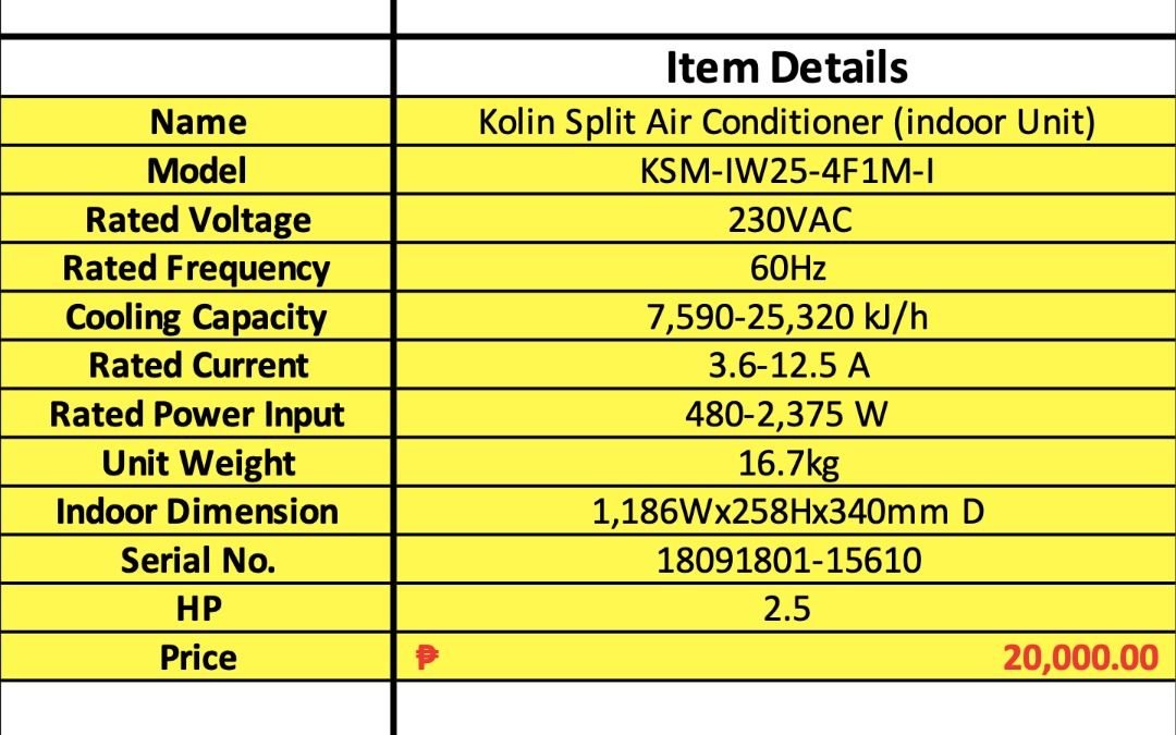 Kolin Split Air Conditioner Inverter (indoor Unit), TV & Home ...