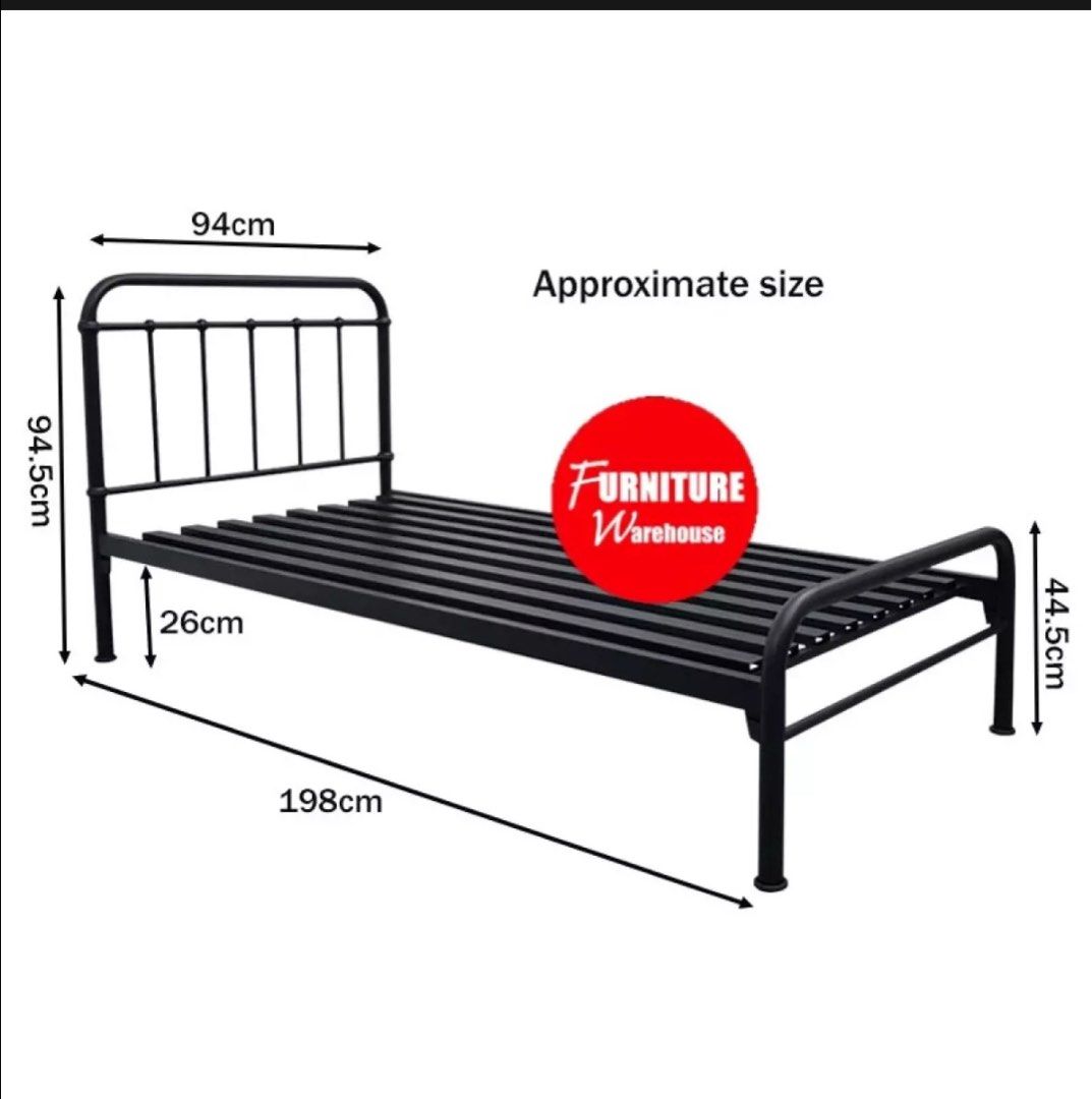 Metal single bed frame, Furniture & Home Living, Furniture, Bed Frames ...