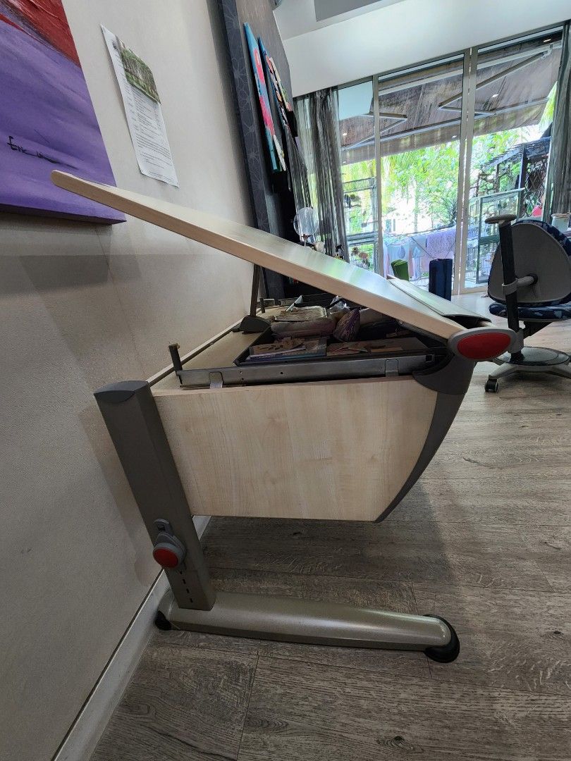 Moll Runner Red Ergonomic Study Table and Maximo Chair, Furniture ...