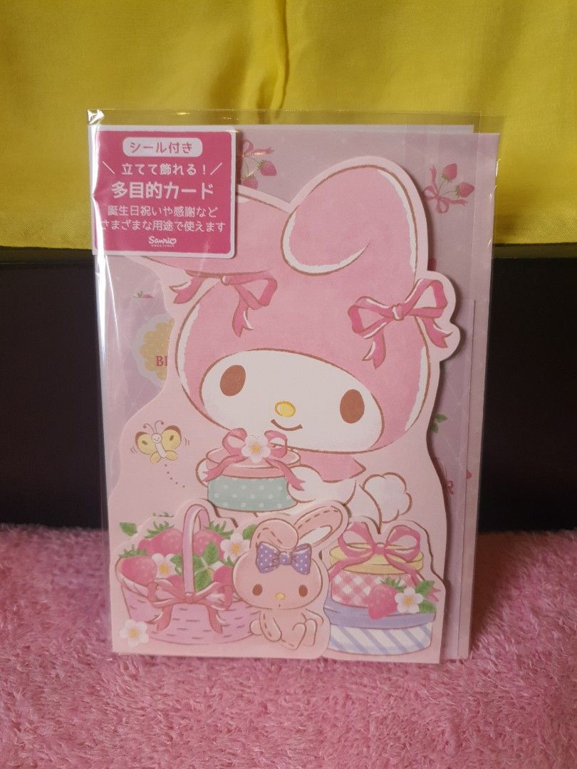 My Melody Greeting Card with Stickers, Hobbies & Toys, Stationary ...