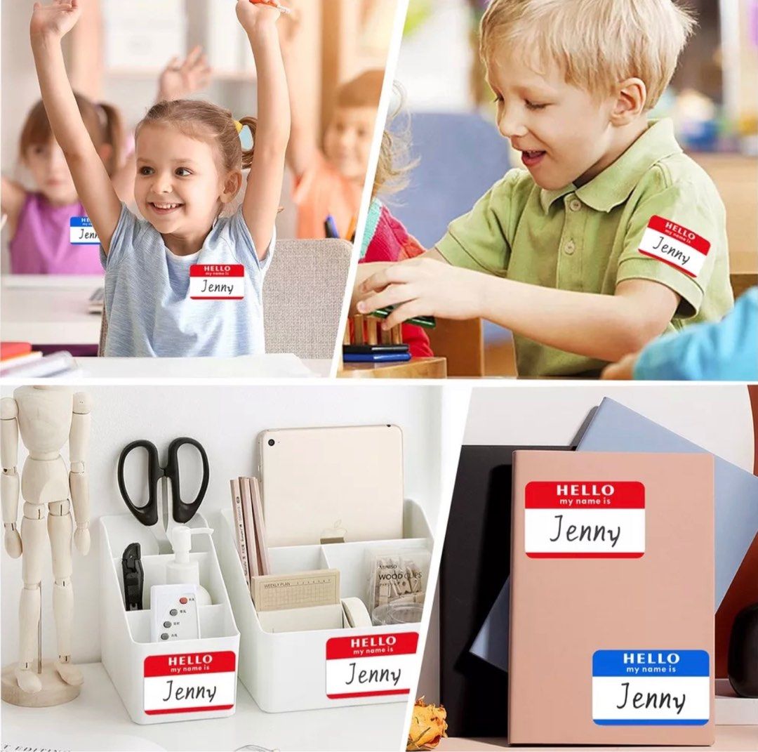 Name Tags 1 Roll/300 Stickers Cartoon Name Tags For Office Meeting ...