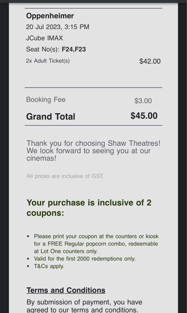 Oppenheimer IMAX tickets, Tickets & Vouchers, Event Tickets on Carousell