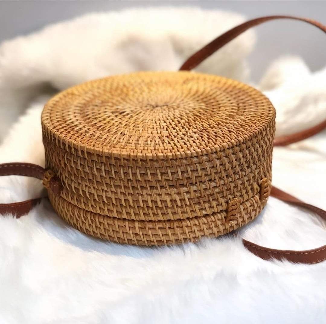 Original Bali Round Rattan Bag (Made in Indonesia), Women's Fashion ...