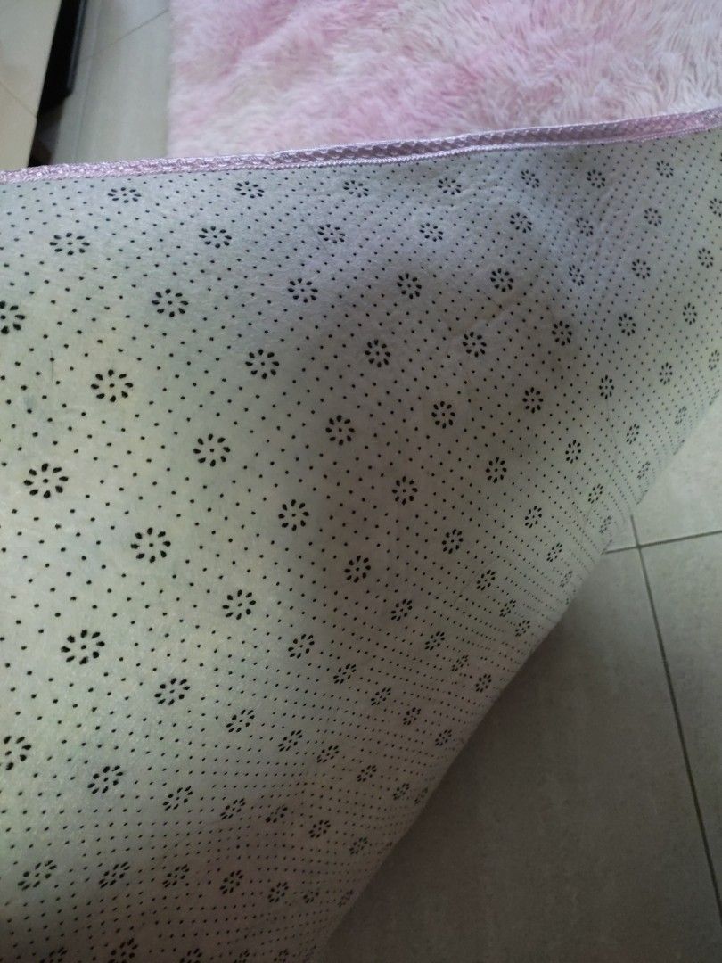 Pink furry Carpet 1.6m, Furniture & Home Living, Home Decor, Carpets ...