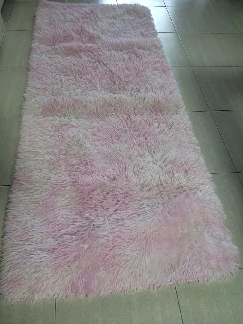 Pink furry Carpet 1.6m, Furniture & Home Living, Home Decor, Carpets ...
