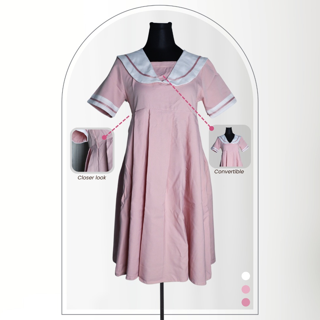 Pink School Uniform Style Dress, Women's Fashion, Dresses & Sets ...