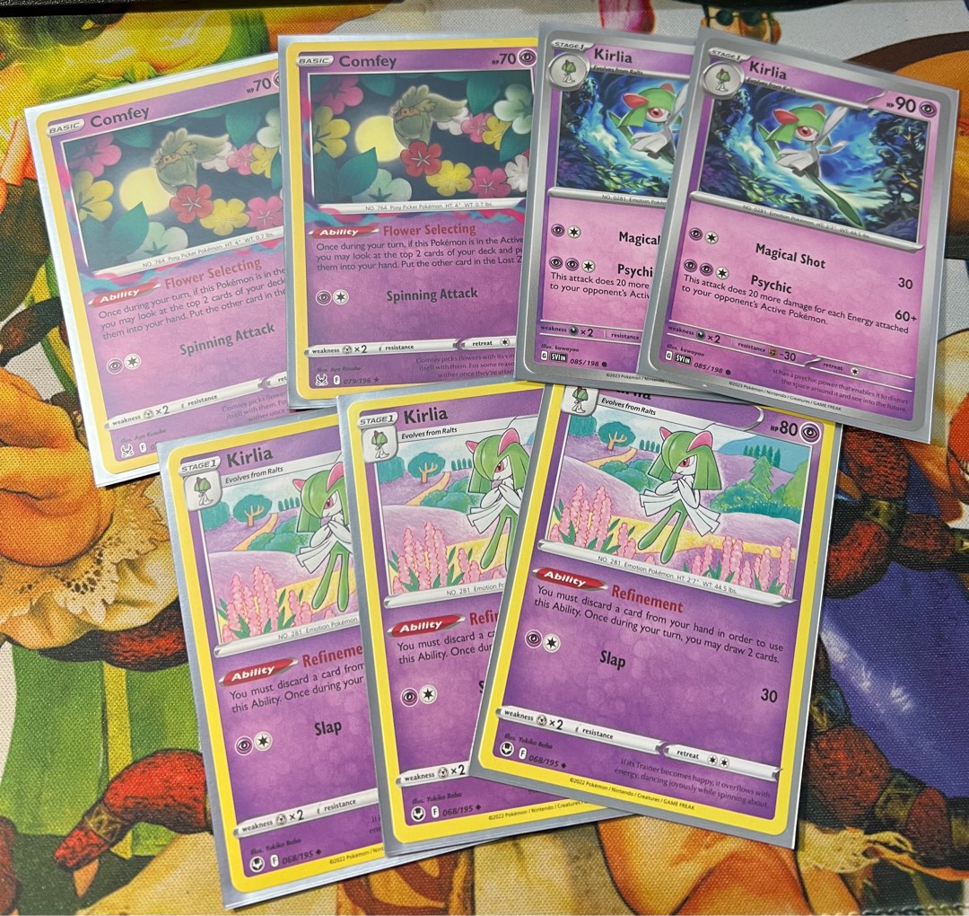 Pokemon Card Comfey Kirlia, Hobbies & Toys, Toys & Games on Carousell
