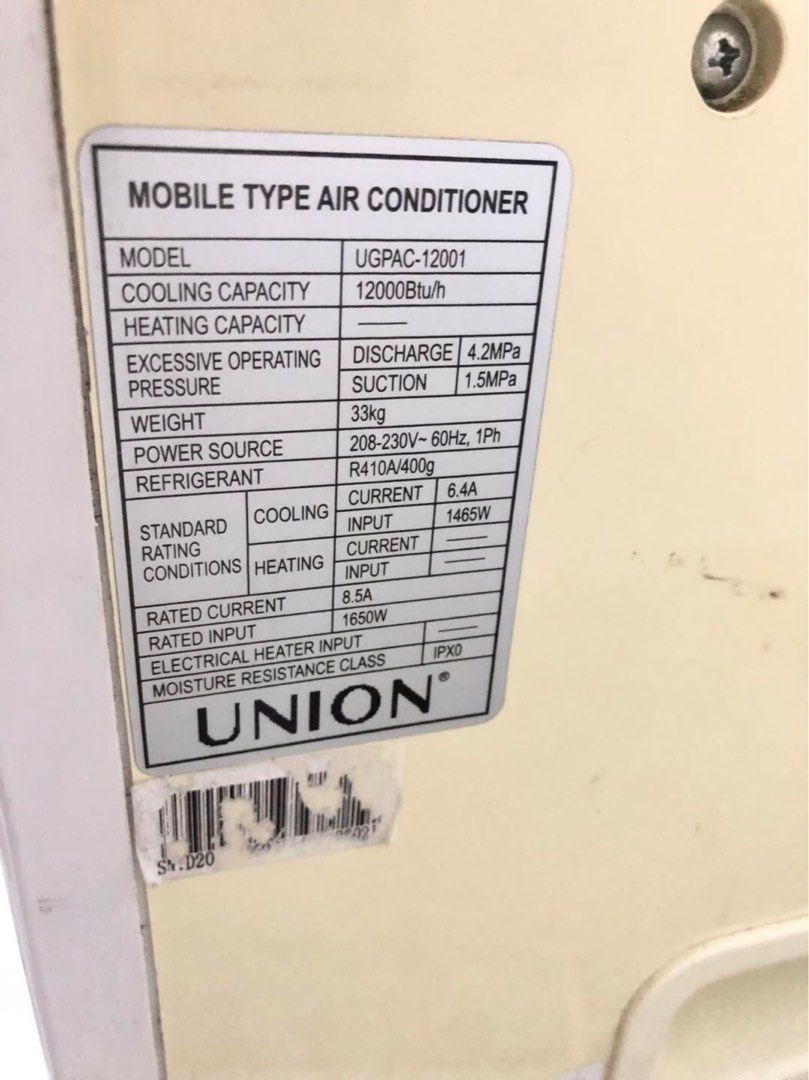 Portable Aircon Union, TV & Home Appliances, Air Conditioning and ...