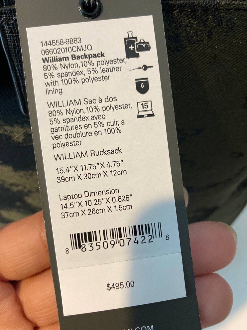 (PREORDER) TUMI WILLIAM BACKPACK, Men's Fashion, Bags, Backpacks on ...