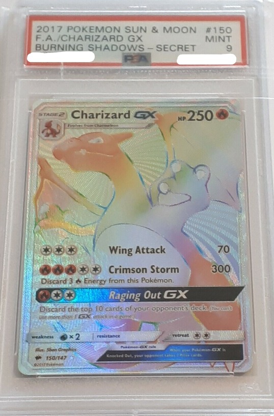 psa 9 Charizard gx 150/147 burning shadows - mint - rainbow charizard ...