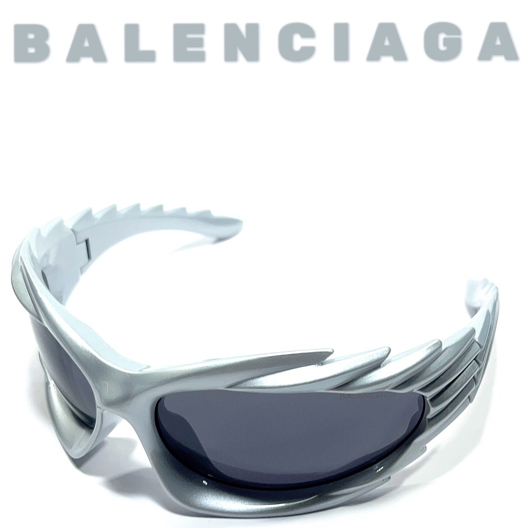 (Ready Stock) Balenciaga SPIKE RECTANGLE SUNGLASSES IN SILVER, Women's ...