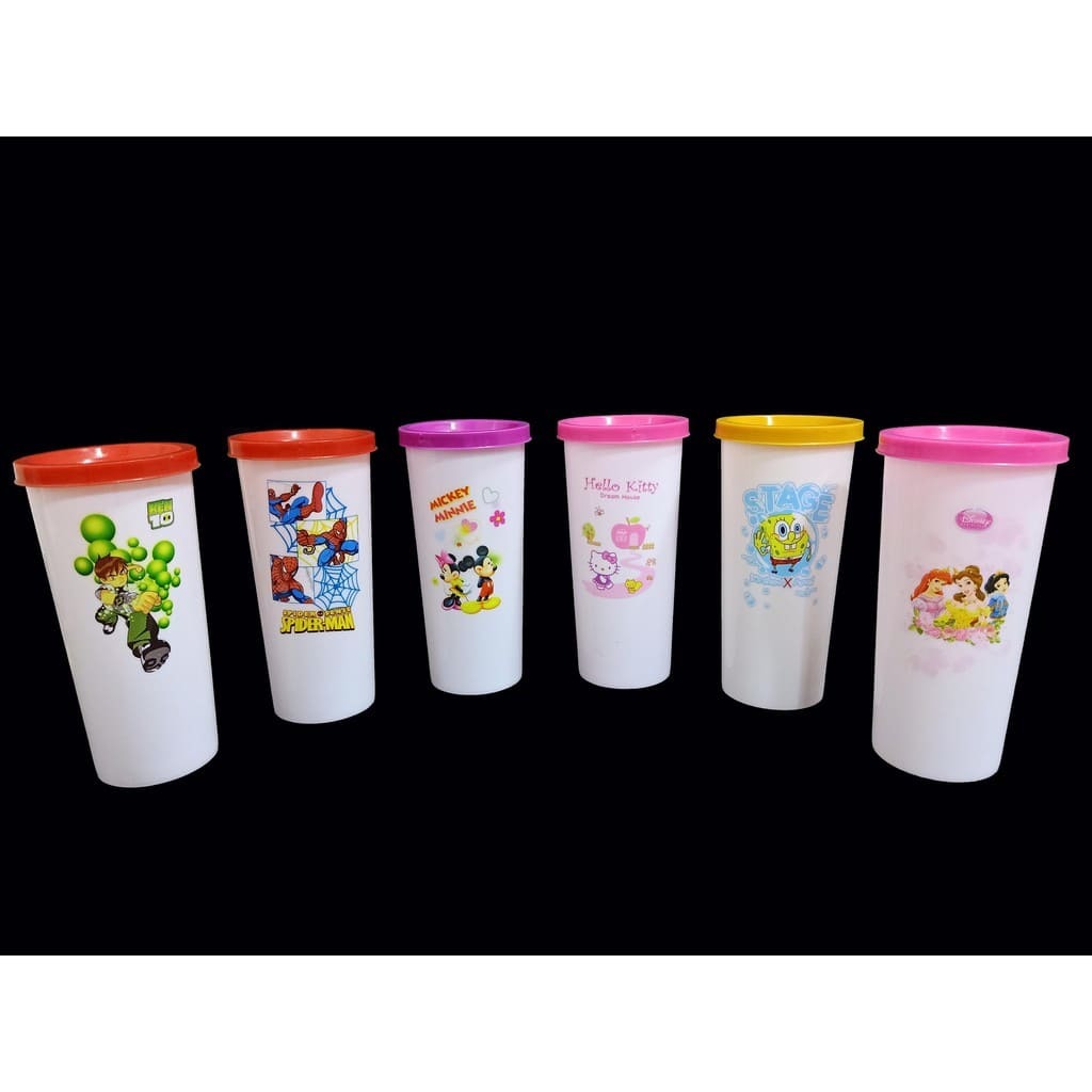 Reusable Plastic Cups with Snap-On Lid for Kids Tumbler Cup Baso on ...