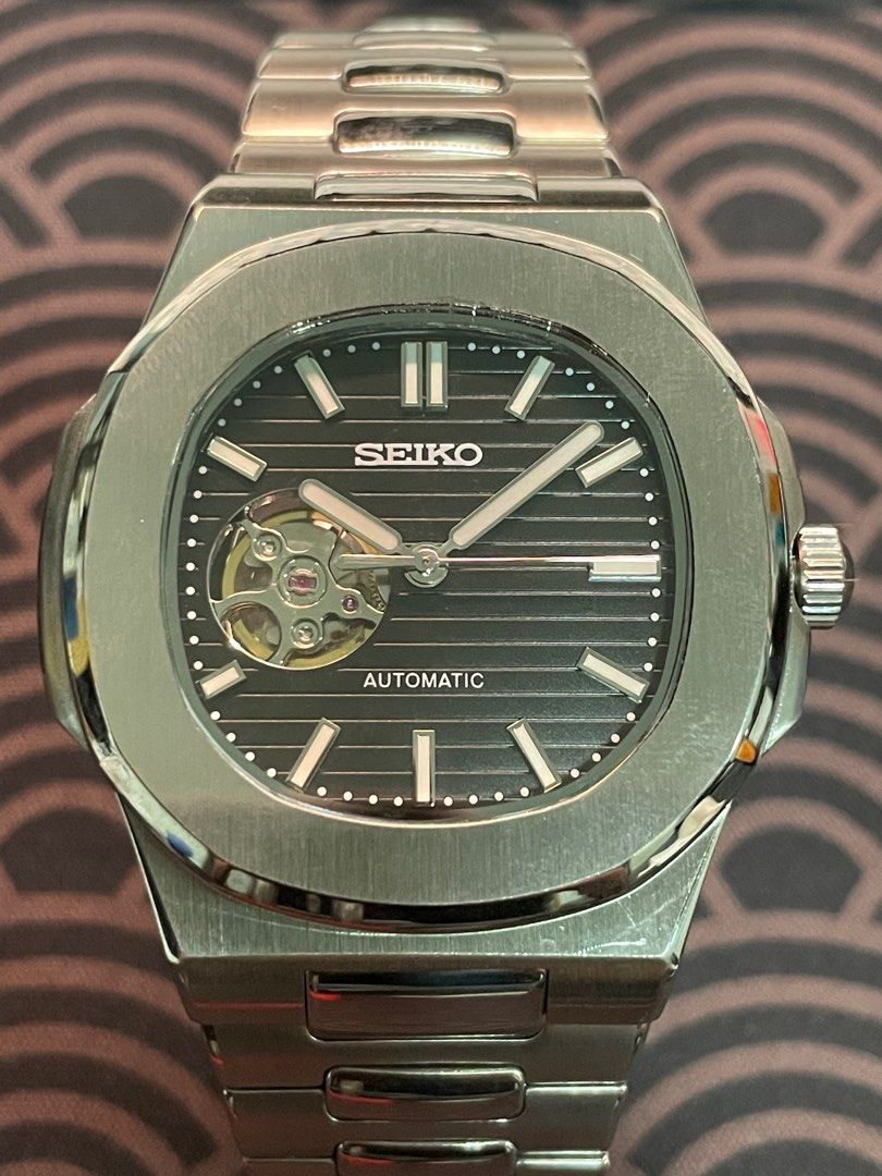 Seiko Custom Mod “Nautilus 5711 Open Heart Black” 41mm case, Men's ...