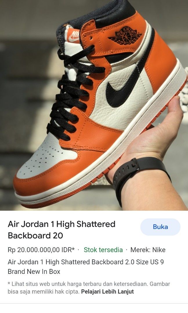 Sepatu Nike Air Jordan 1 High Shattered Blackboard 20 Oren (41), Fesyen ...