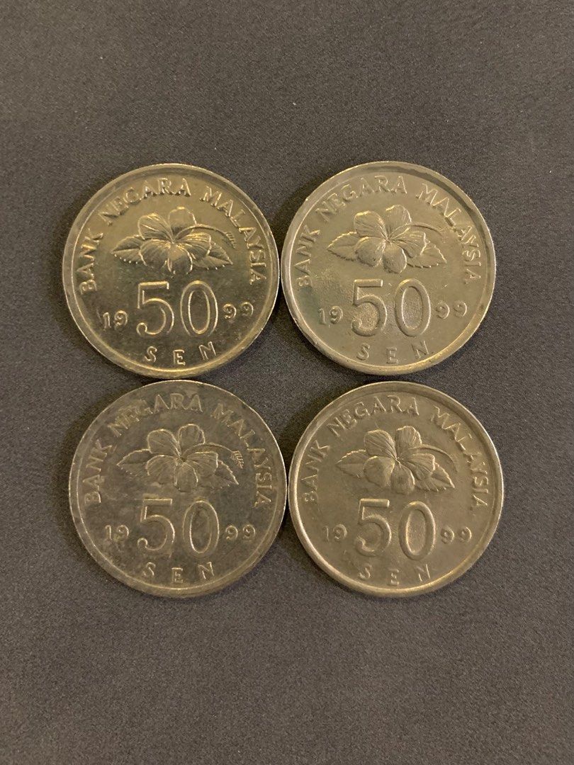 Set of 4 Malaysia 50 sen coin (Bunga Raya) 1999, Hobbies & Toys ...