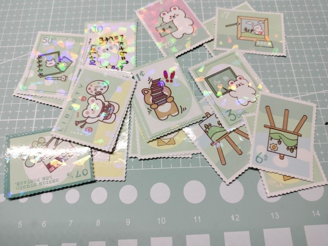 Shinny holographic Sticker flakes green, Hobbies & Toys, Stationery ...