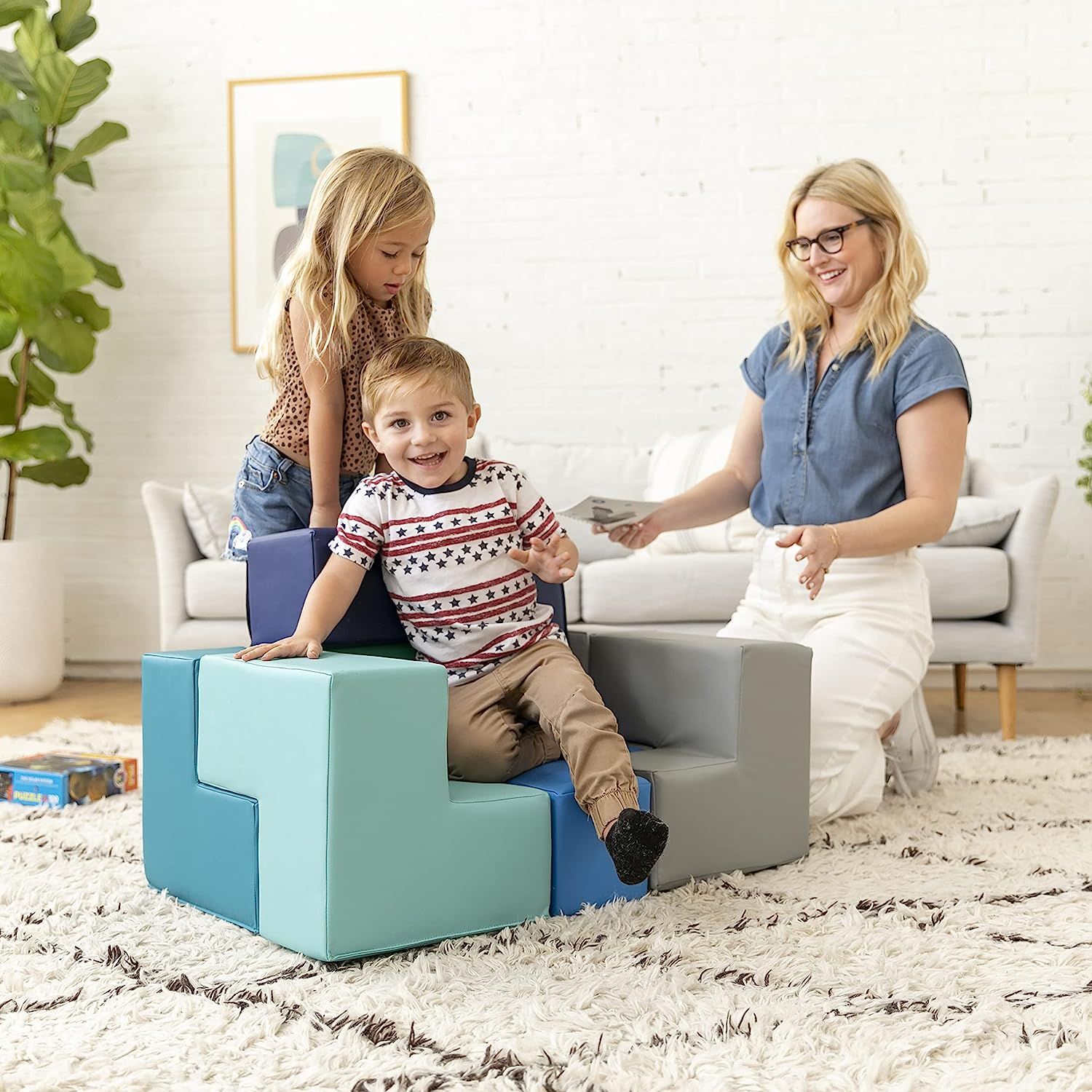 SoftZone Brainy Soft Foam Blocks, Stacking Blocks for Kids, Soma Puzzle Cube, Educational ...