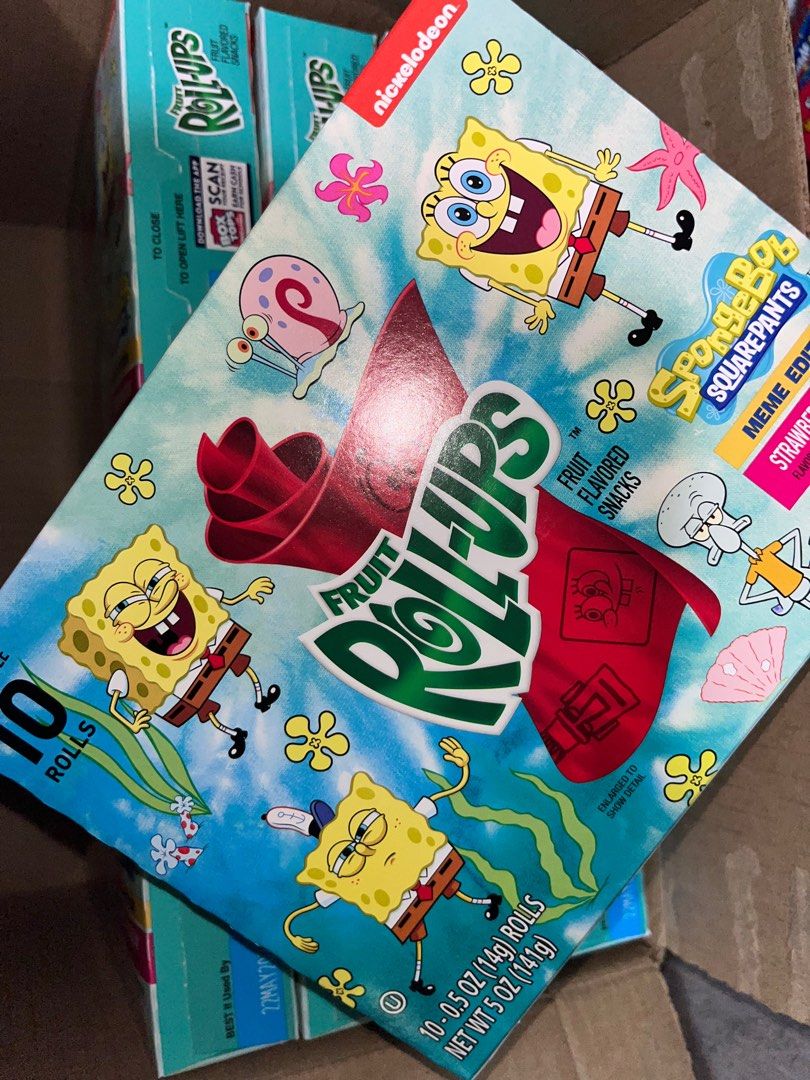 SPONGEBOB STRAWBERRY FRUIT ROLL UPS 10, Food & Drinks, Packaged ...