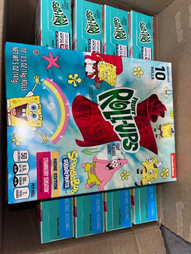 SPONGEBOB STRAWBERRY FRUIT ROLL UPS 10, Food & Drinks, Packaged ...