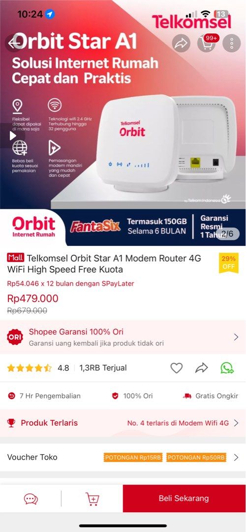 Telkomsel Orbit Star A1 Modem Router 4G WiFi High Speed Free Kuota on Carousell