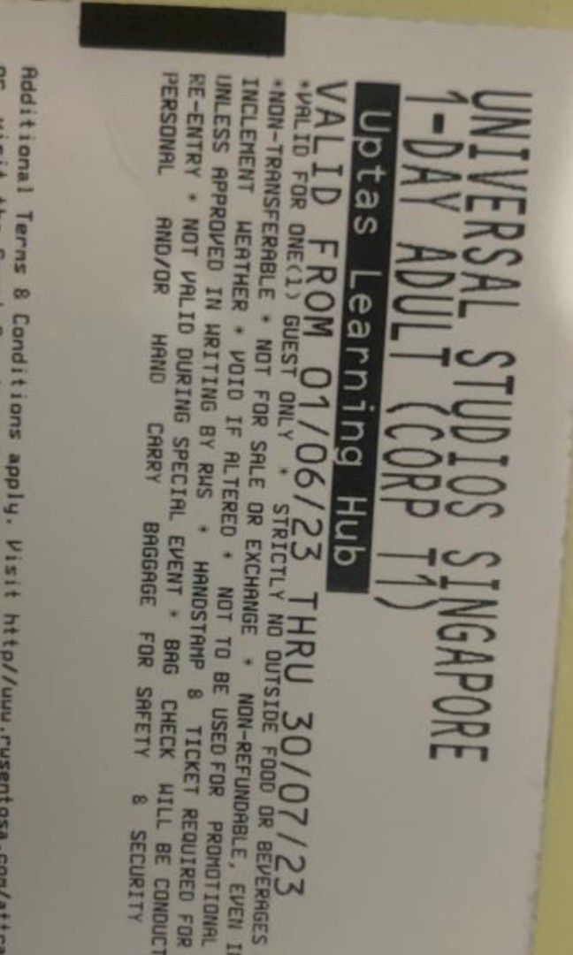 USS adult entry ticket x 1, Tickets & Vouchers, Local Attractions ...