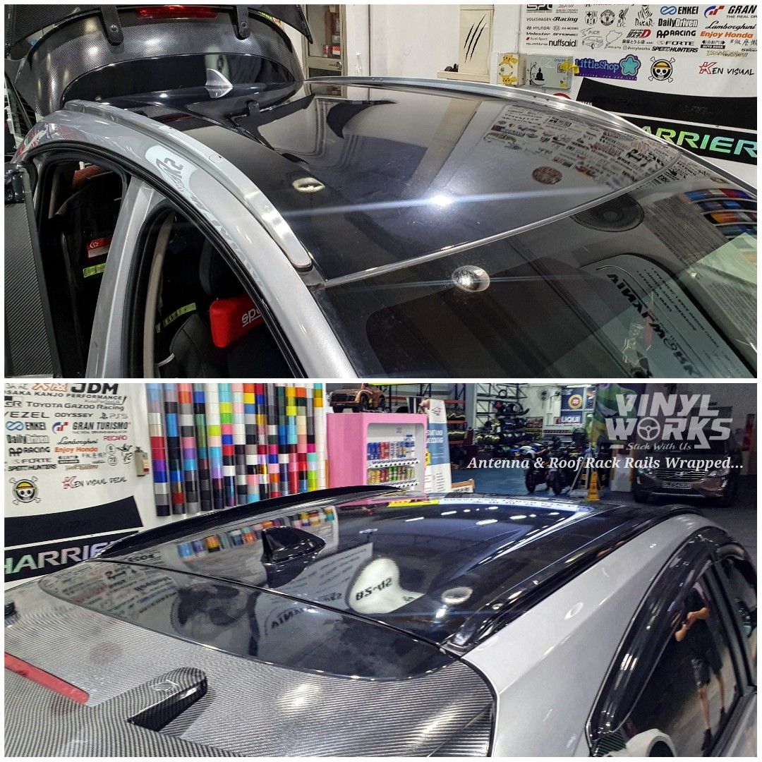 Vezel Roof Rack Rails & Antenna & Boot Wrapped Vinyl Sticker, Car ...