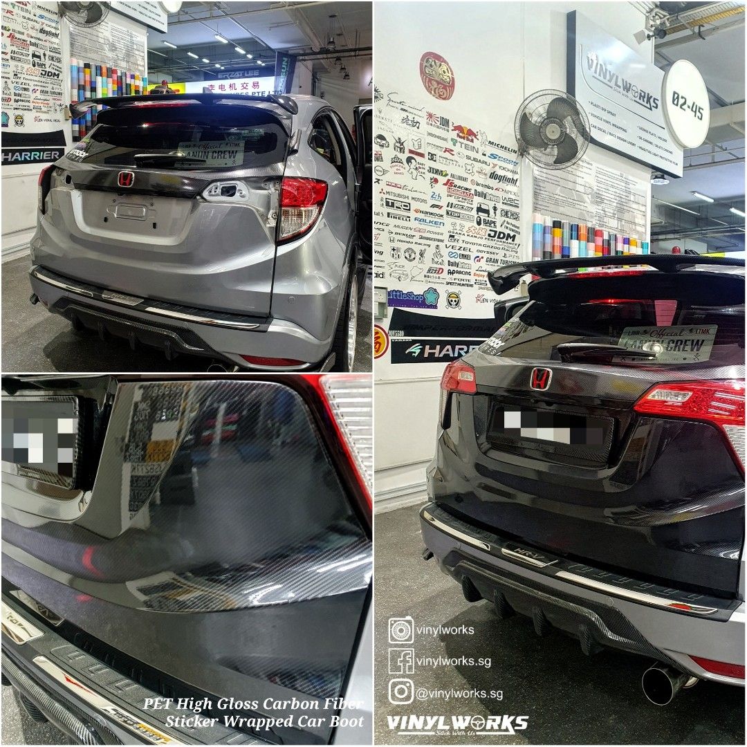 Vezel Roof Rack Rails & Antenna & Boot Wrapped Vinyl Sticker, Car ...