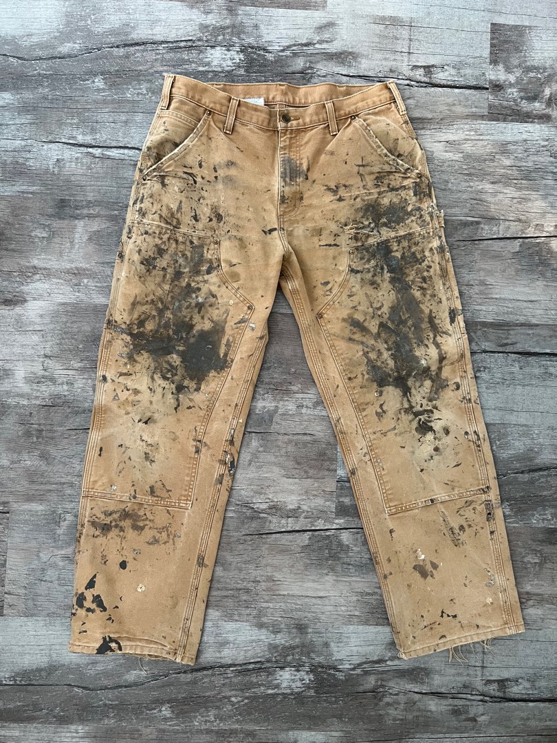 Vintage 2000s Oil Slick Carhartt Double Knee Pants, Men's Fashion ...