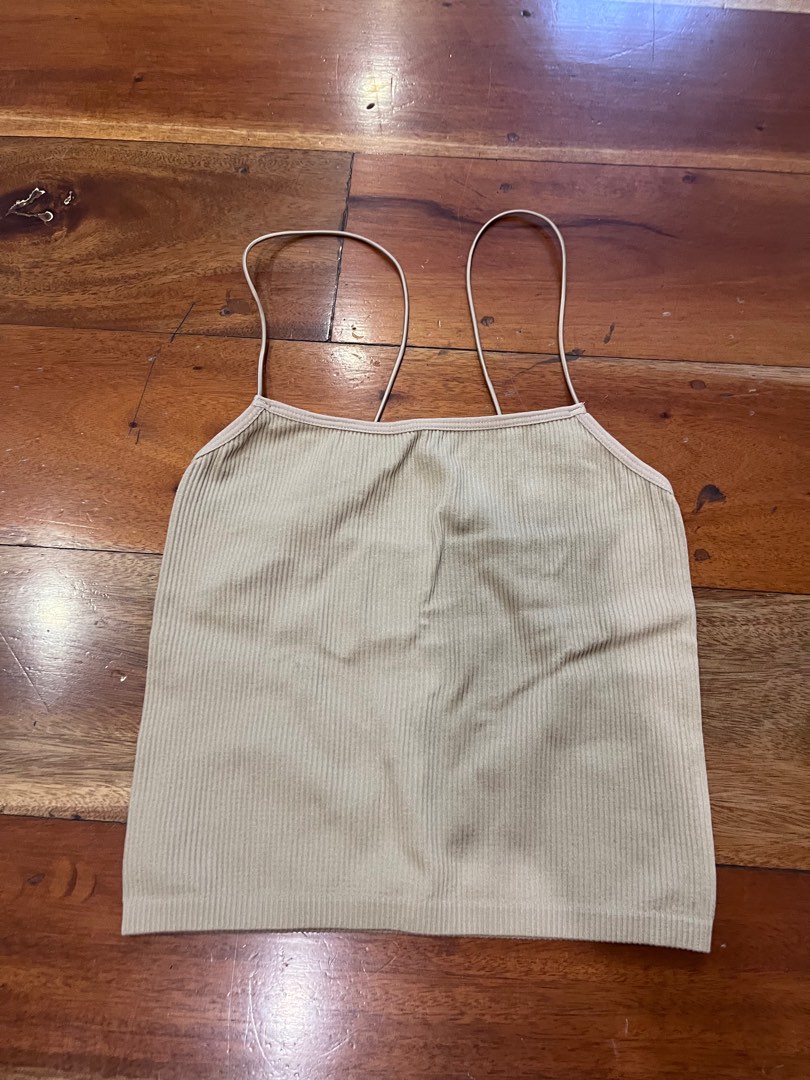 zara basic nude tank top ribbed, Women's Fashion, Tops, Sleeveless on ...