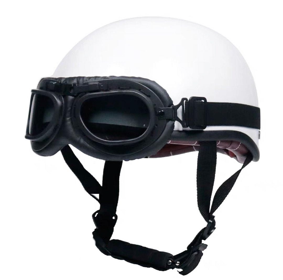 White Half Cap Cruiser Motorcycle Helmet Retro Vintage Vespa Motorbike ...