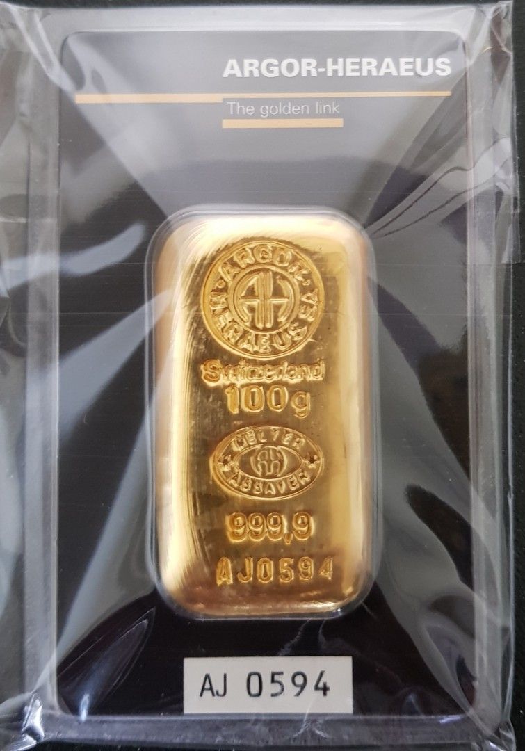 100g Argor Heraeus cast gold bar., Hobbies & Toys, Memorabilia ...