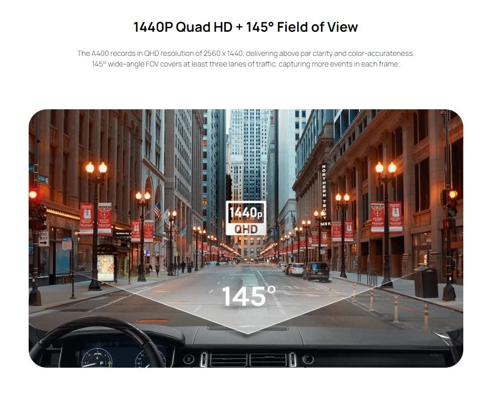 [SG STOCK] 70Mai A400, 1440P Quad HD DUAL-CHANNEL, WIFI Connection, 145 DEGREE FOV, APP-CONTROL ...