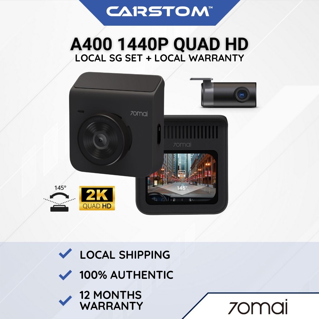 [SG STOCK] 70Mai A400, 1440P Quad HD DUAL-CHANNEL, WIFI Connection, 145 DEGREE FOV, APP-CONTROL ...