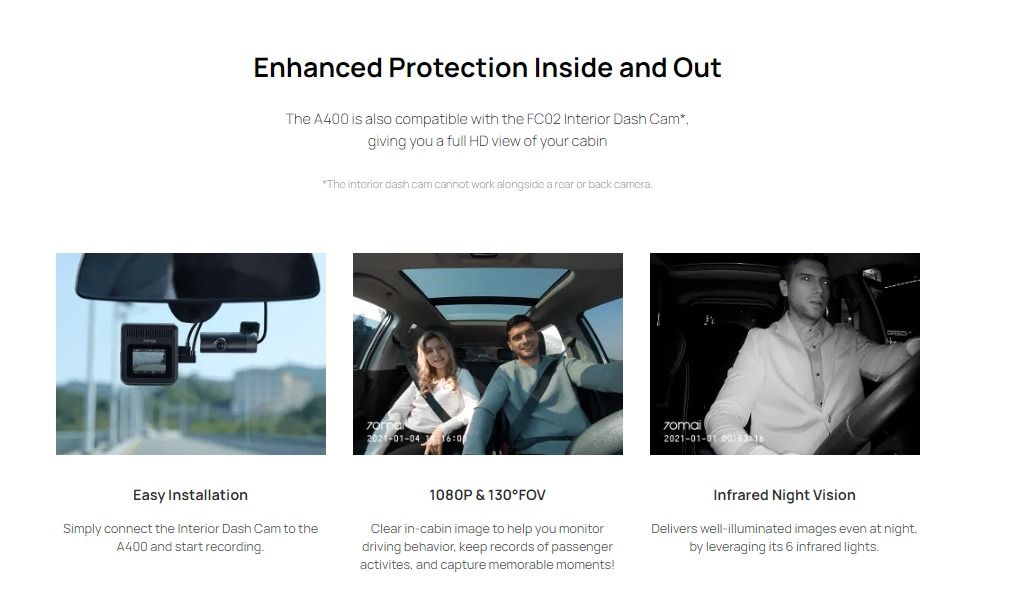 [SG STOCK] 70Mai A400, 1440P Quad HD DUAL-CHANNEL, WIFI Connection, 145 DEGREE FOV, APP-CONTROL ...